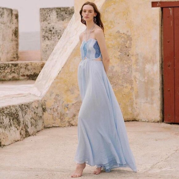 Dresses | Azulu Colombia Kos Baby Blue Embroidered Dress | Poshmark